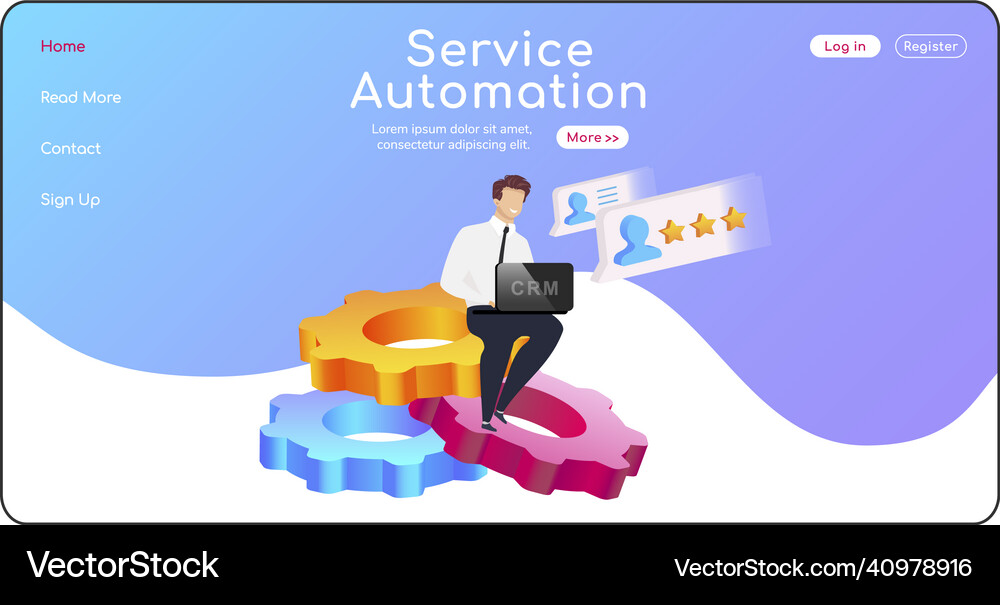 Service automation landing page flat color Vector Image