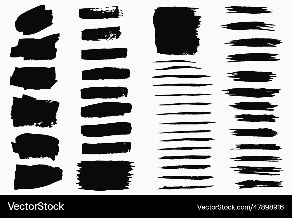Set of brushes black brush stroke text Royalty Free Vector