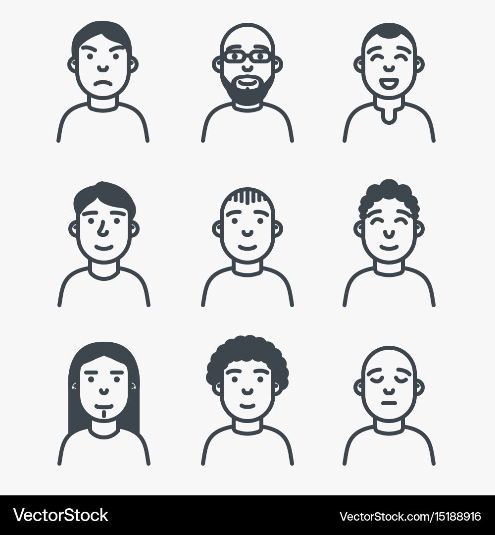 Set of line avatars Royalty Free Vector Image - VectorStock