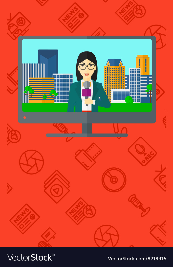 Television set broadcasting interview Royalty Free Vector