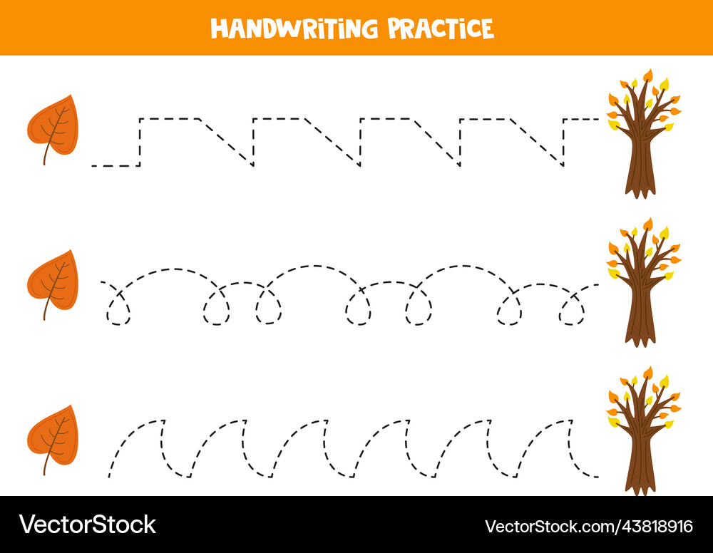 Tracing lines for kids with hand drawn trees Vector Image
