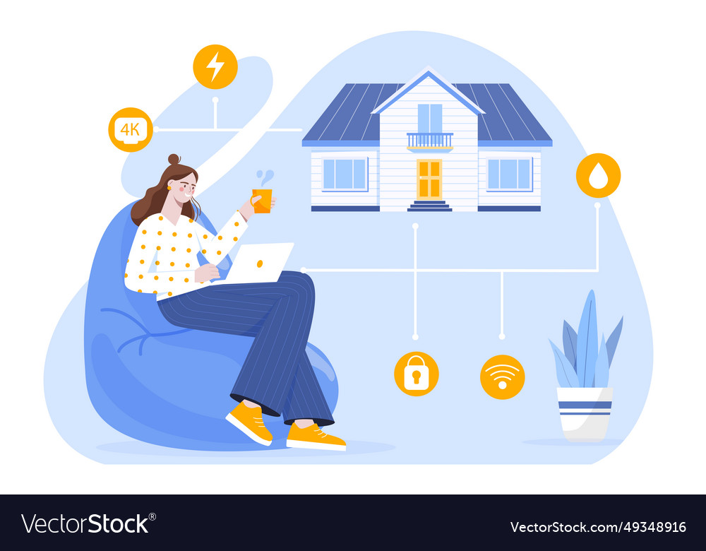 Woman with smart house concept Royalty Free Vector Image Woman with smart house concept Royalty Free Vector Image