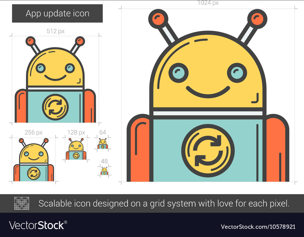 App update line icon Royalty Free Vector Image