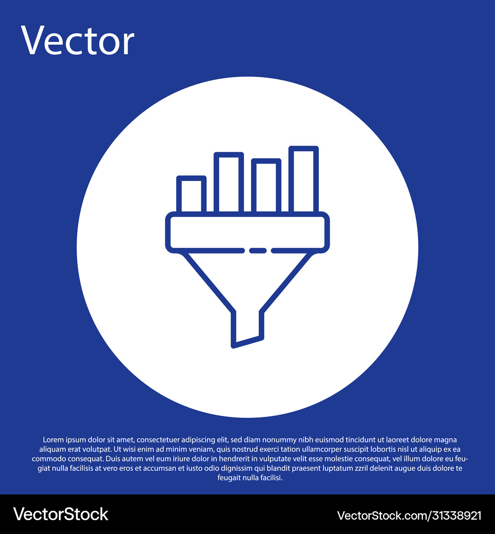 Blue line sales funnel with chart for marketing Vector Image