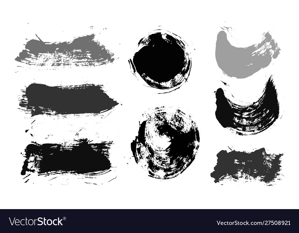 Brush strokes paintbrush set grunge Royalty Free Vector