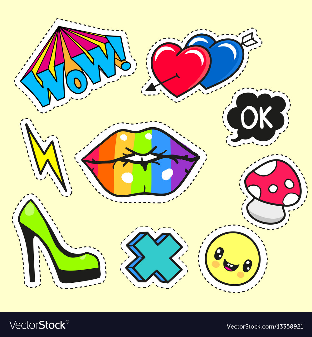 Cartoon patch badges Royalty Free Vector Image