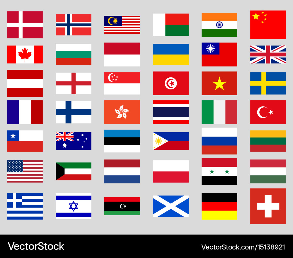 Collection flags world Royalty Free Vector Image
