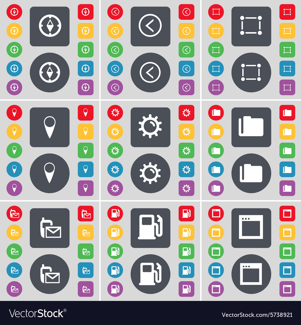 Compass arrow left frame checkpoint gear folder Vector Image