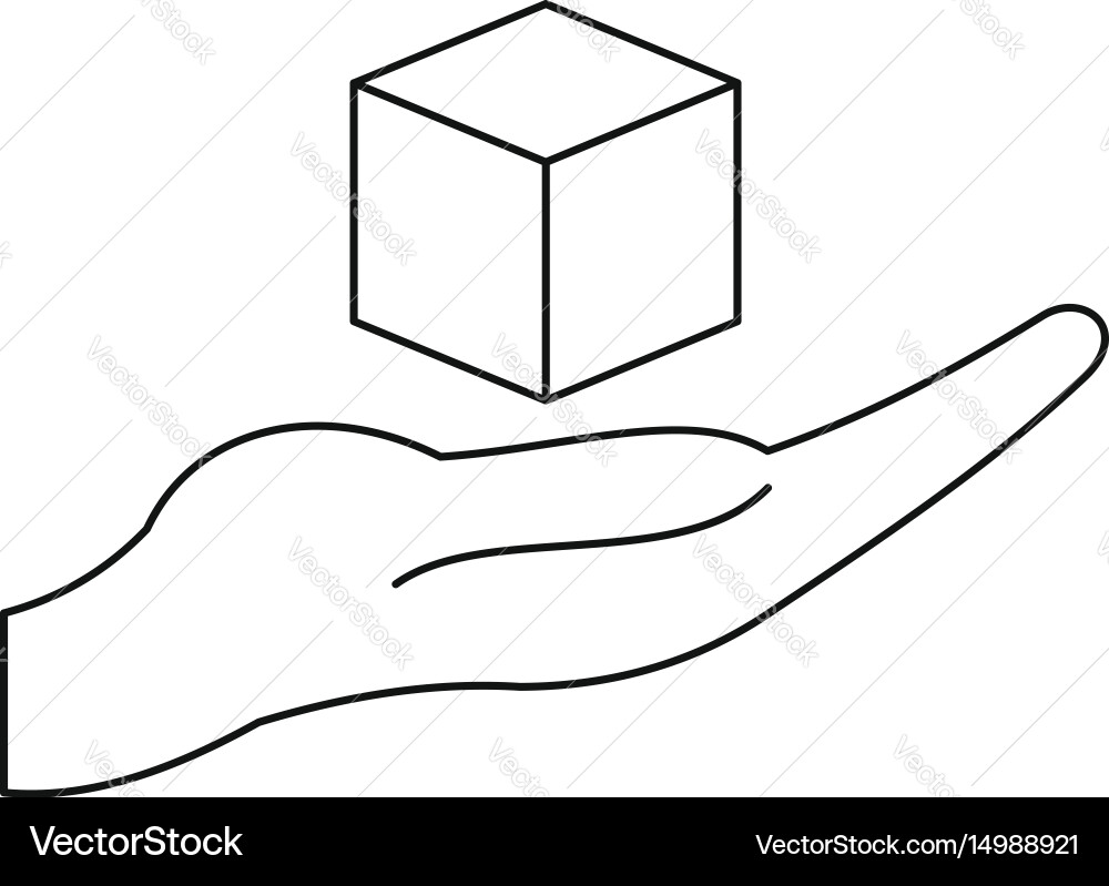 Cube 3d model icon outline Royalty Free Vector Image