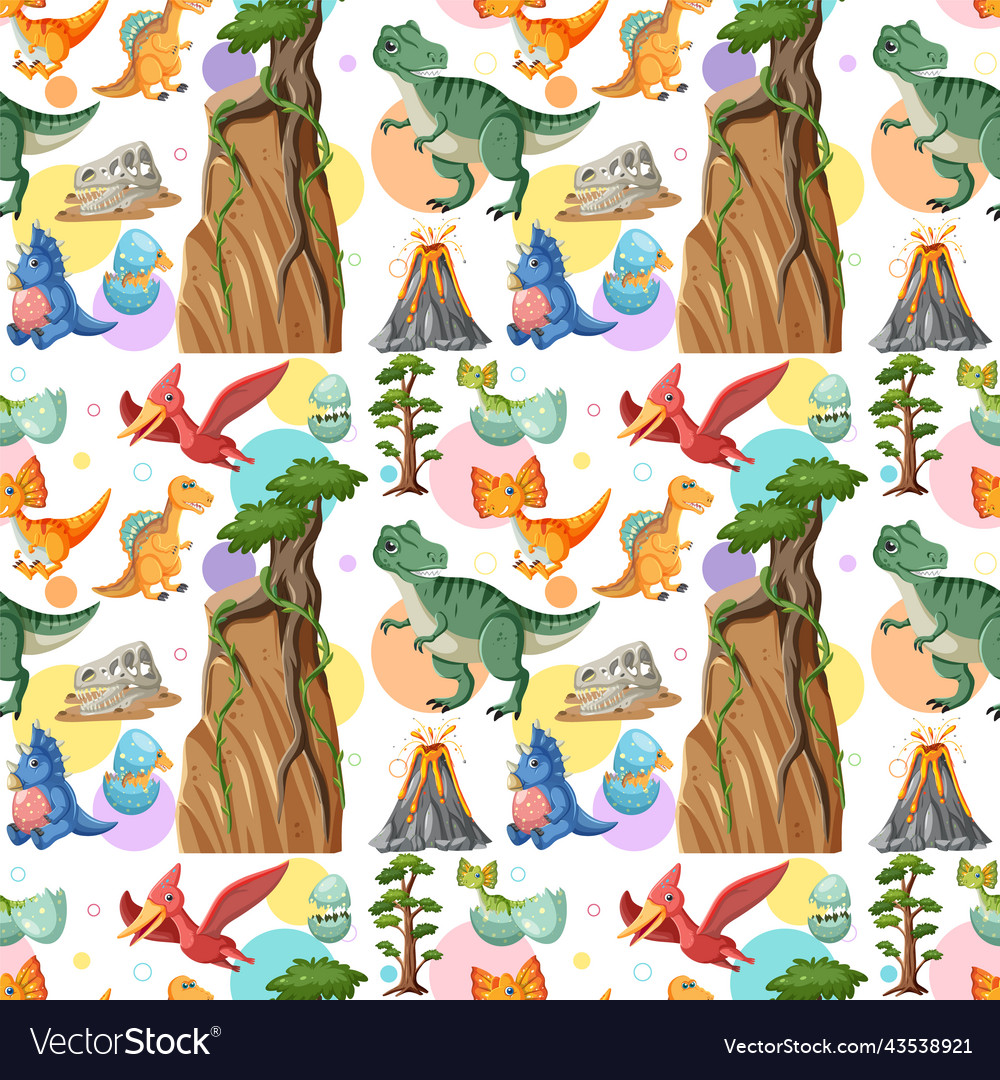 Cute dinosaur seamless pattern Royalty Free Vector Image