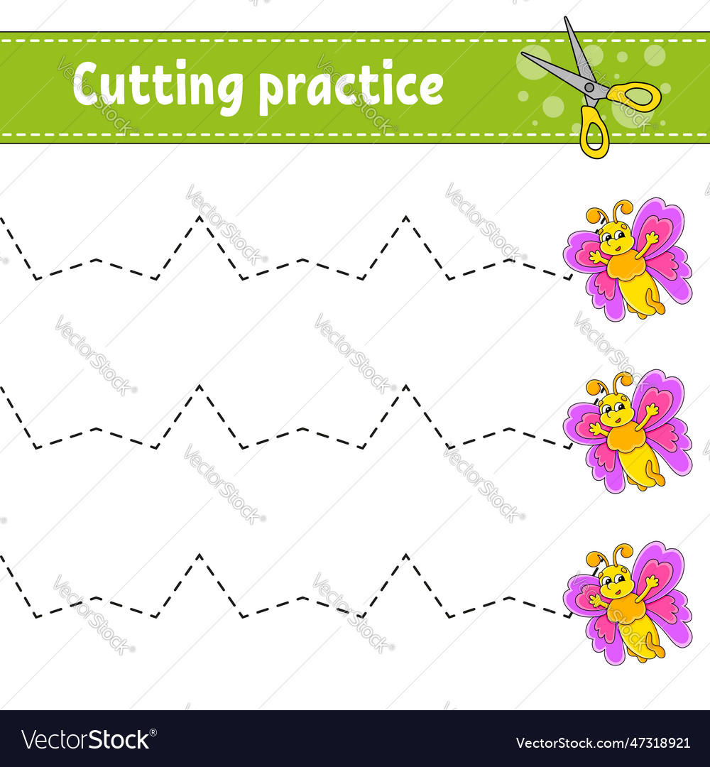 Cutting practice for kids education developing Vector Image