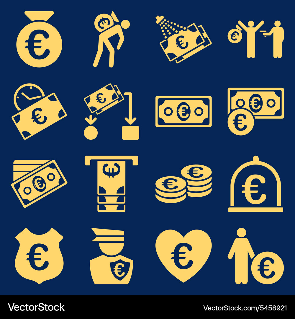 Euro banking business and service tools icons Vector Image