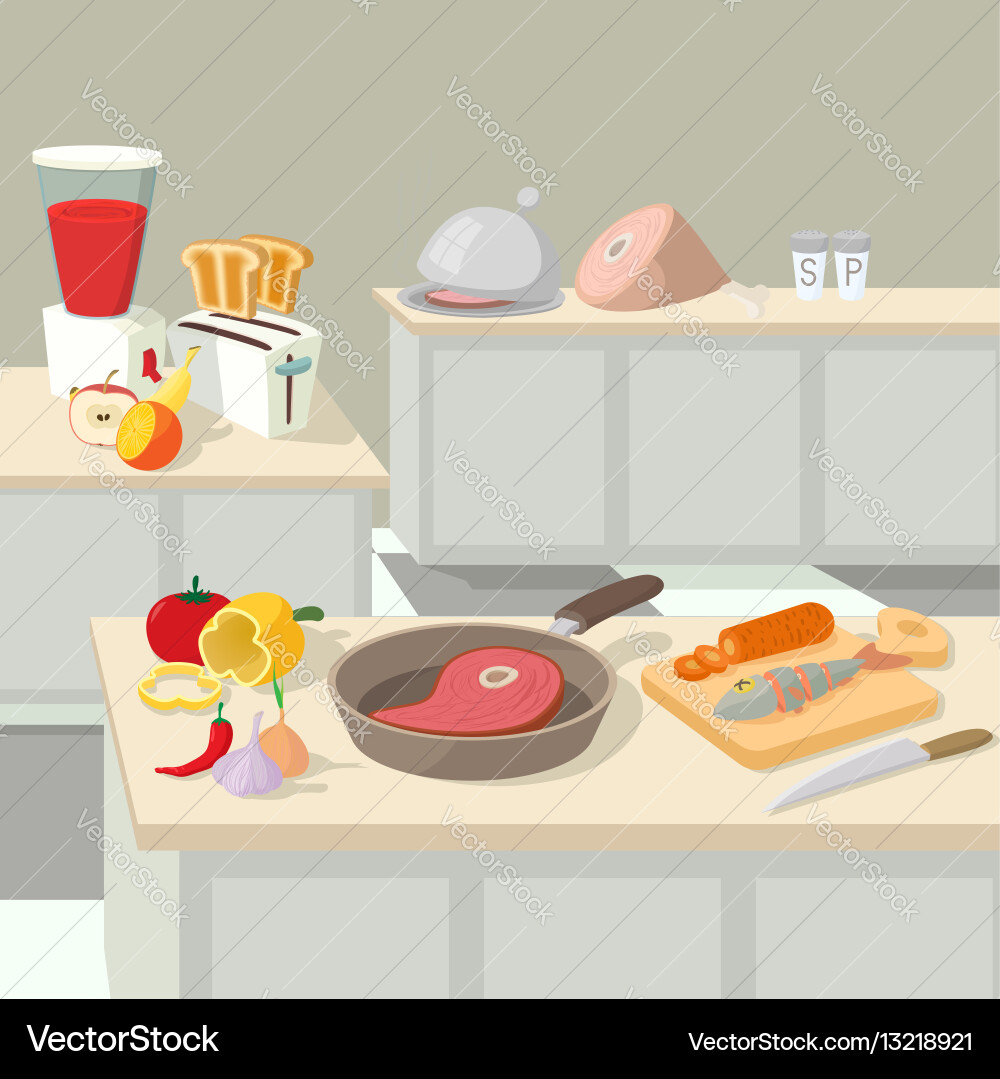 Food cooking lunch concept cartoon style Vector Image