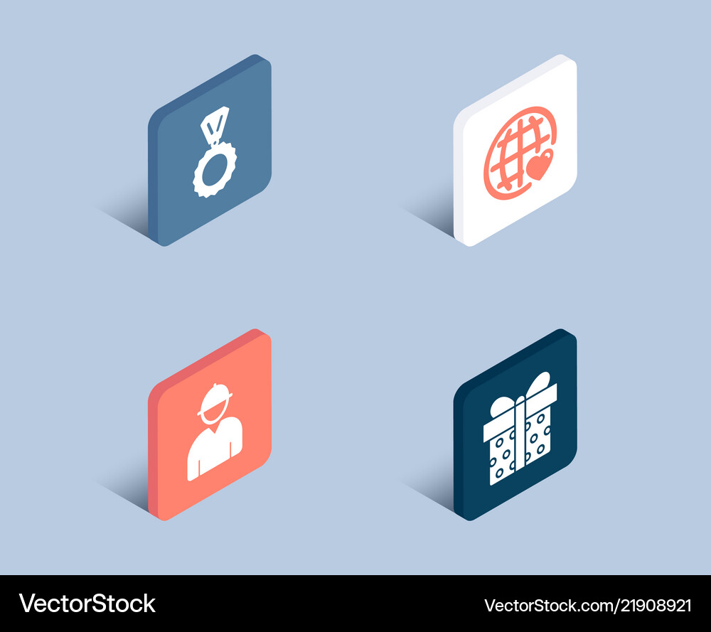 Medal engineer and international love icons gift Vector Image