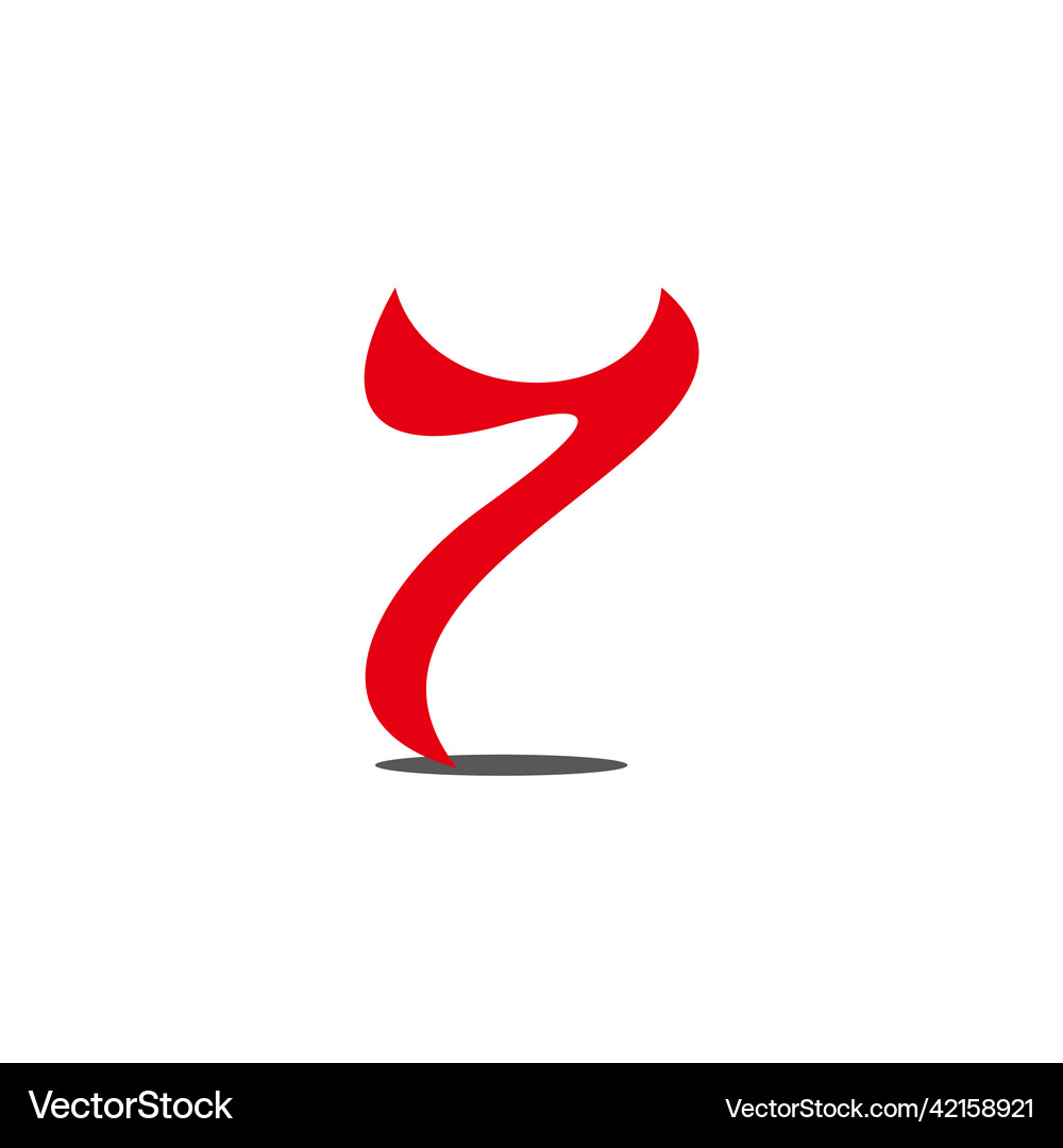 Number 7 simple curves flame smoke symbol logo Vector Image
