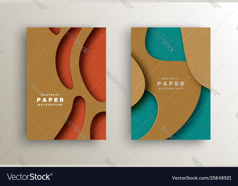 Paper cut abstract background template set Vector Image