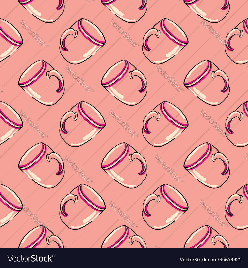 Pink cup seamless pattern on background Royalty Free Vector