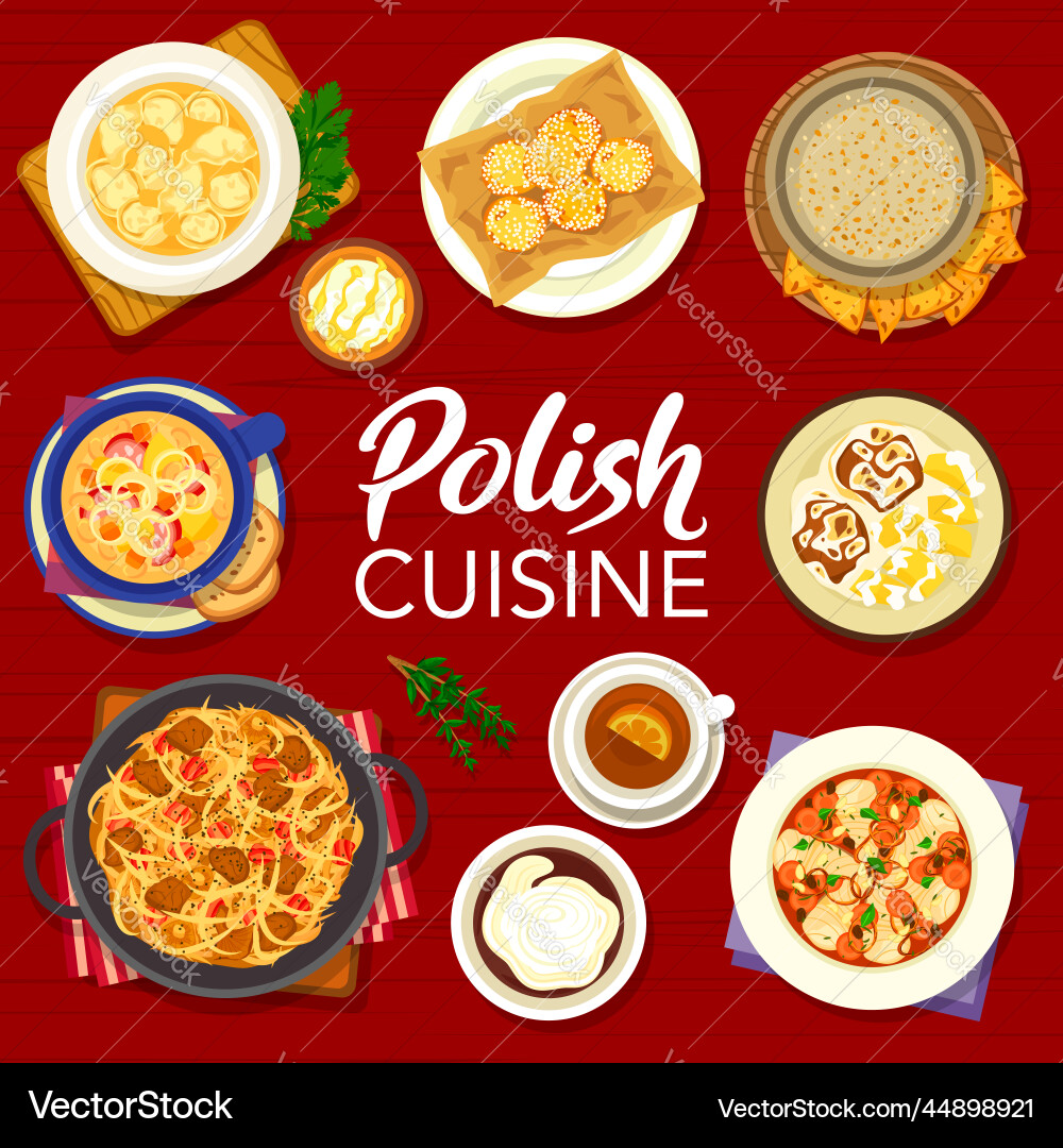 Polish cuisine restaurant dishes menu cover Vector Image