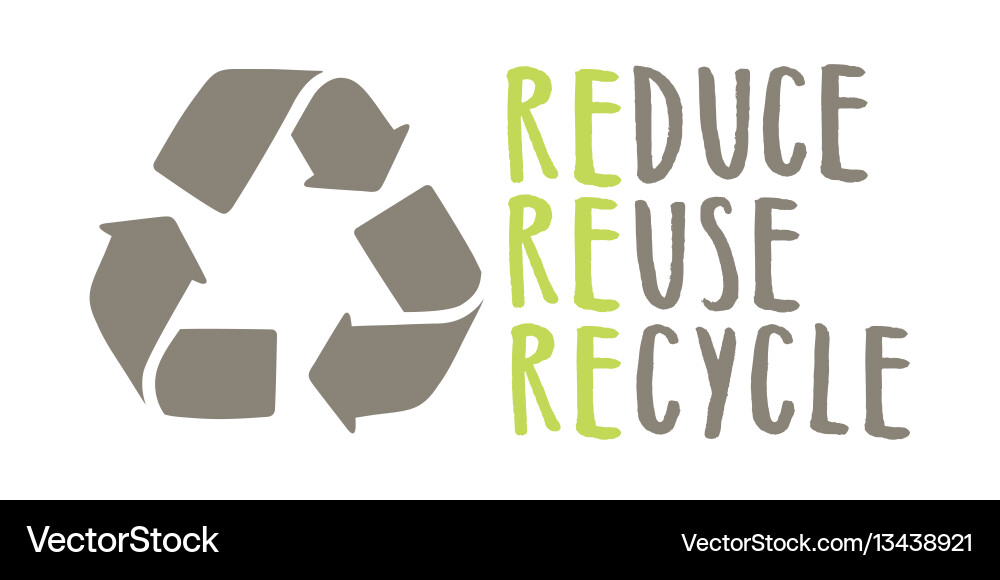 Recycle sign and hand drawn lettering Royalty Free Vector