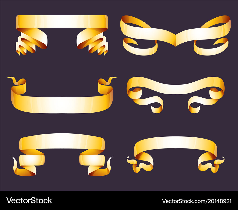 Ribbons realistic gold tape flag banner Royalty Free Vector