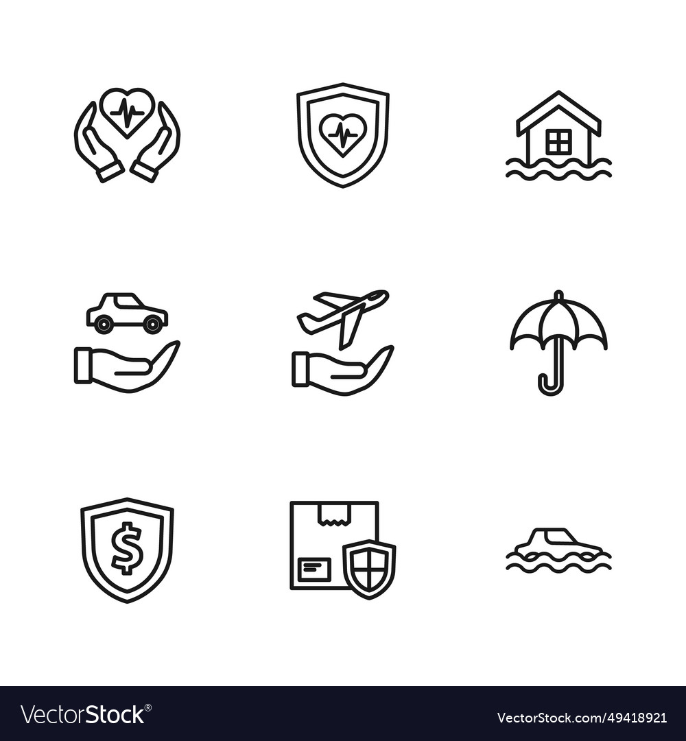 Set line delivery security with shield umbrella Vector Image