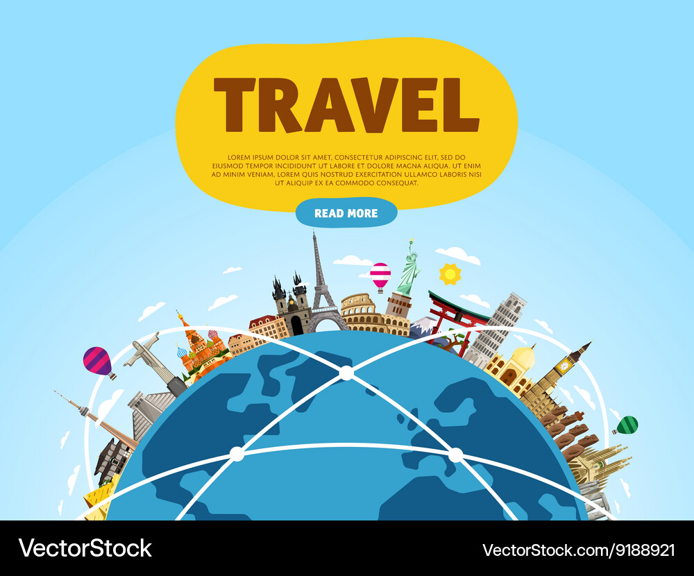 Travel the world Monument concept Road trip Vector Image