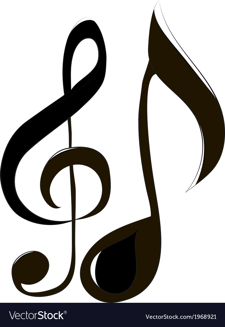 Treble clef and note Royalty Free Vector Image