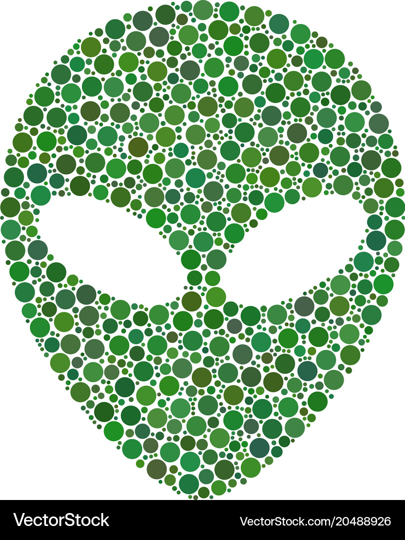 Alien face mosaic of dots Royalty Free Vector Image