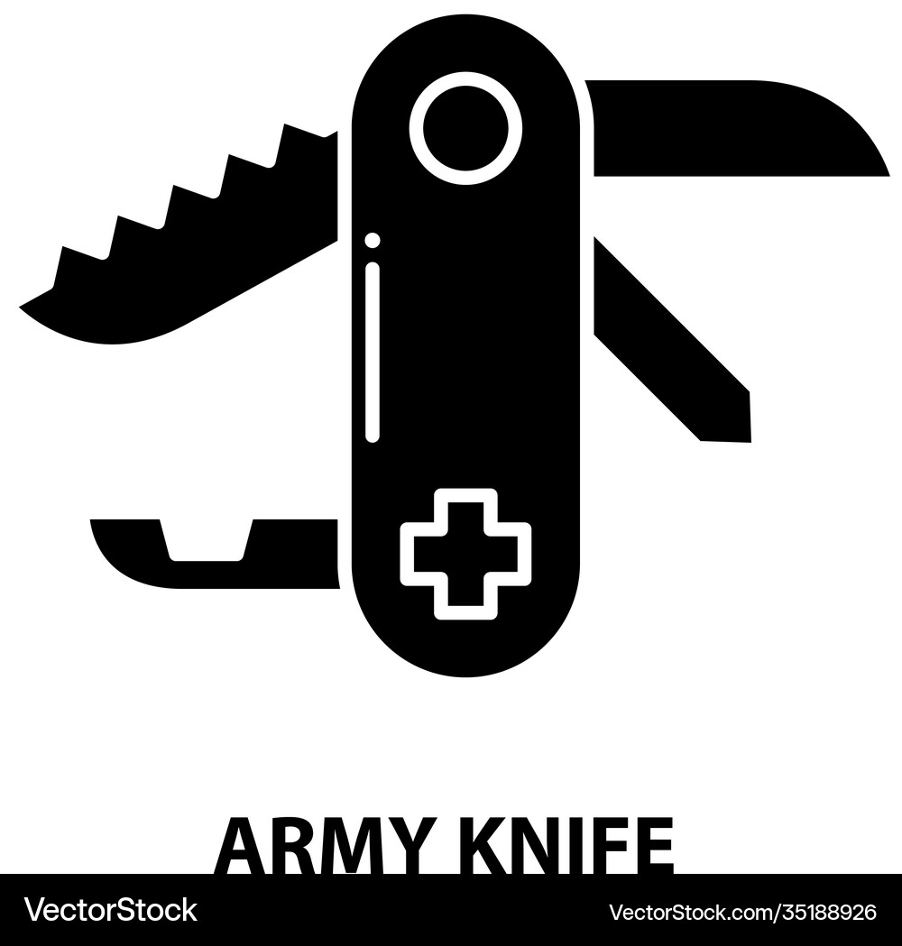 Army knife icon black sign with editable Vector Image