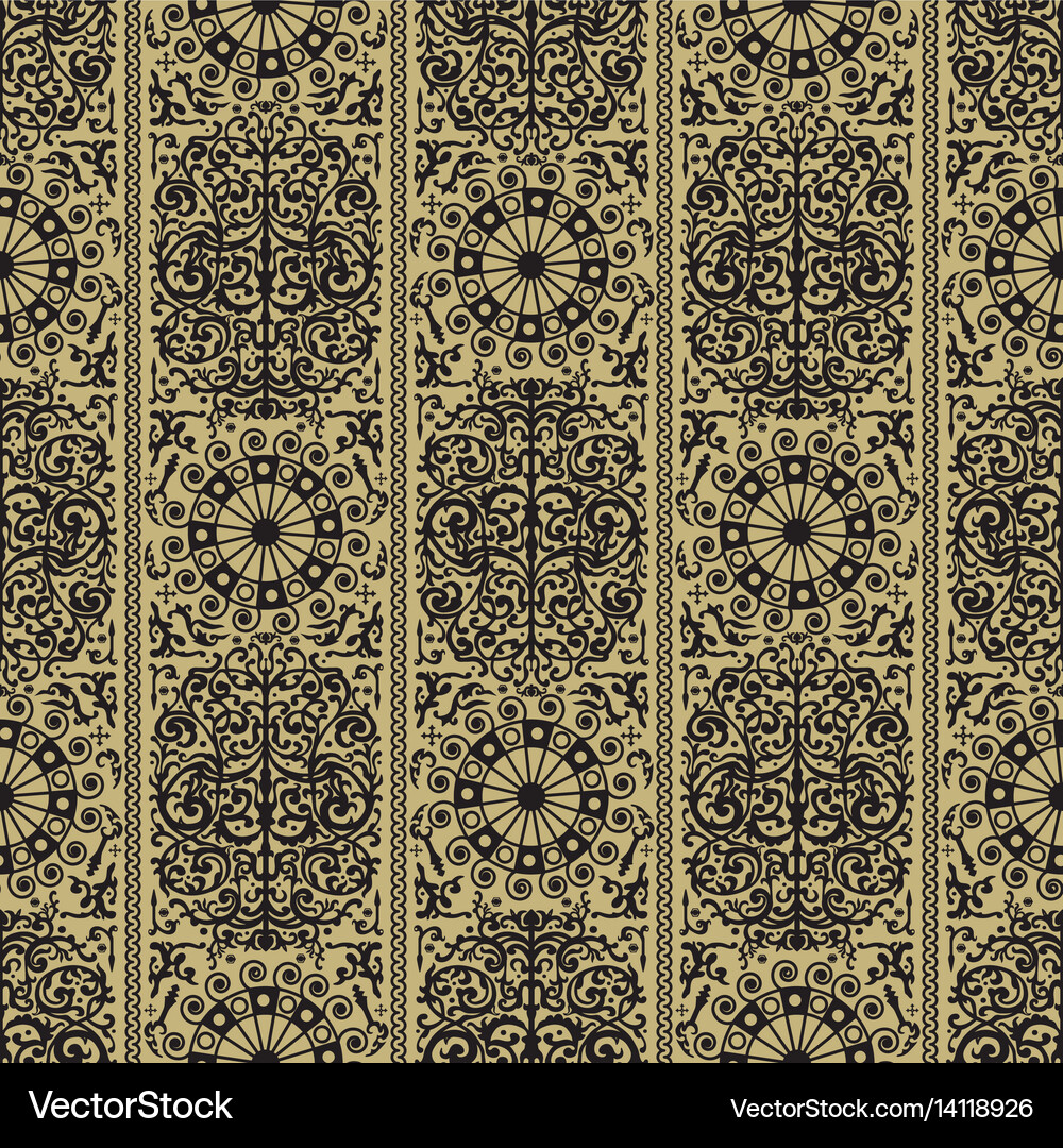 Black and golden ancient retro seamless Royalty Free Vector