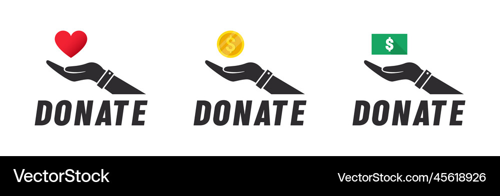 Charity concept hands with hearts Royalty Free Vector Image
