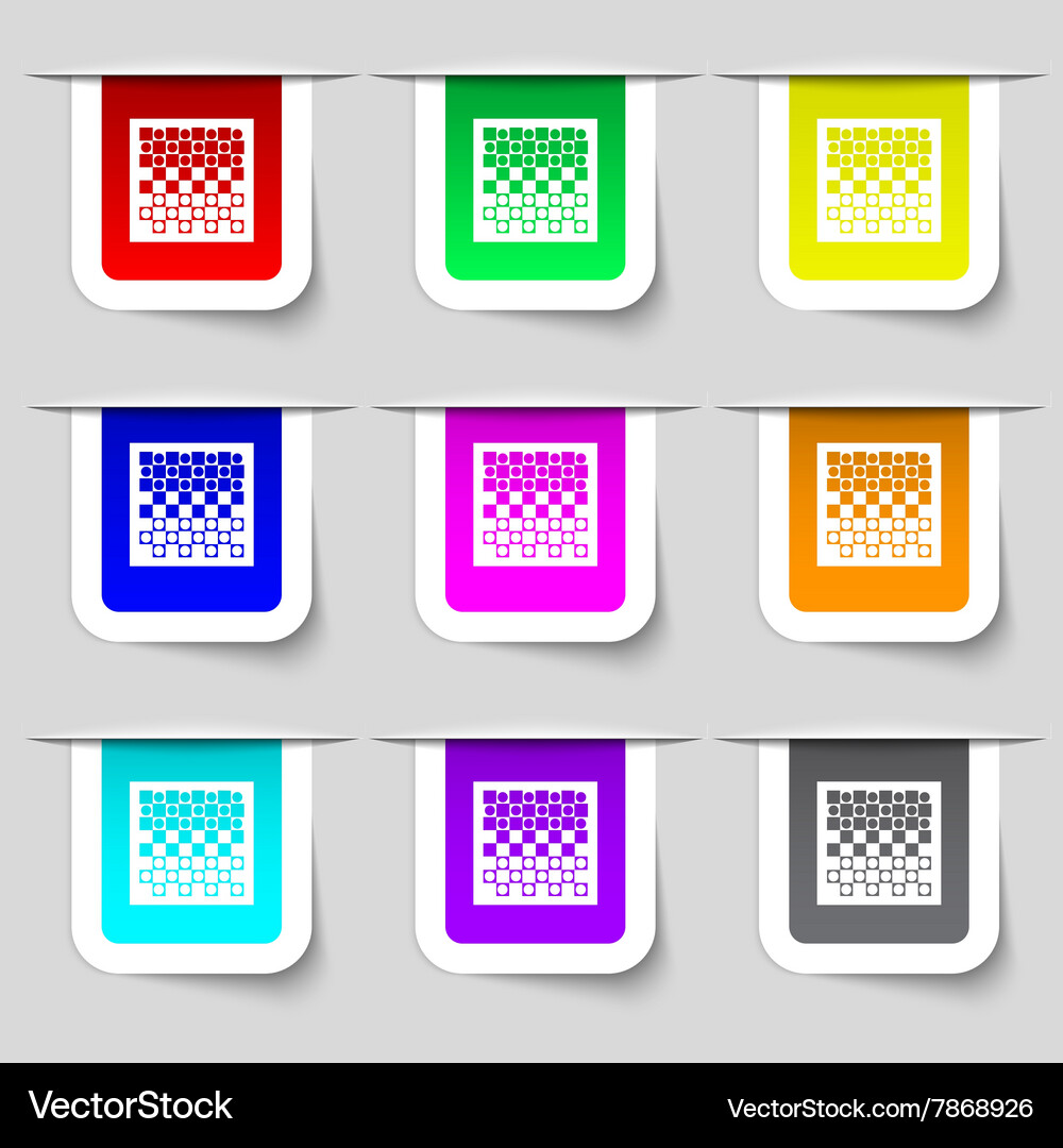 Checkers board icon sign set of multicolored Vector Image