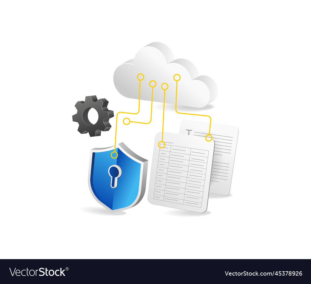 Flat 3d concept isometric cyber data security Vector Image