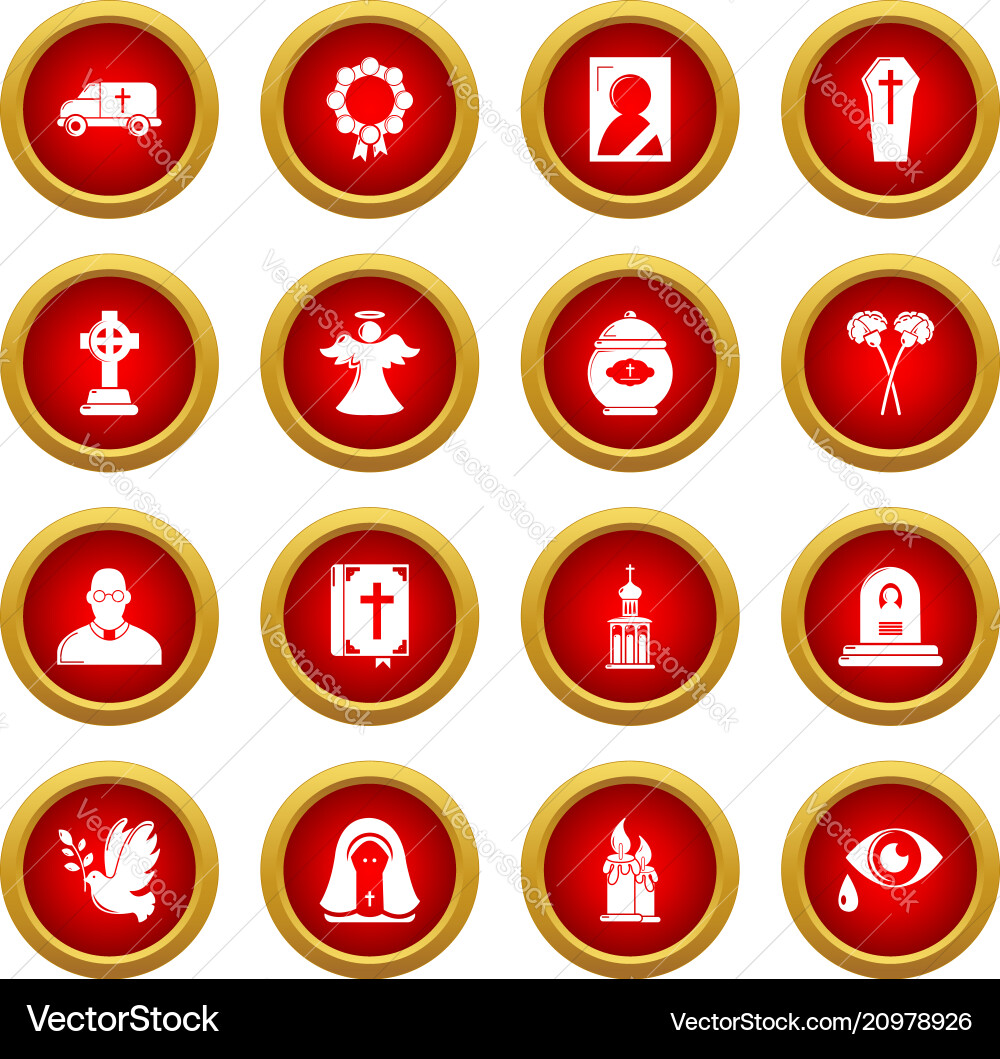 Funeral ritual service icons set simple style Vector Image