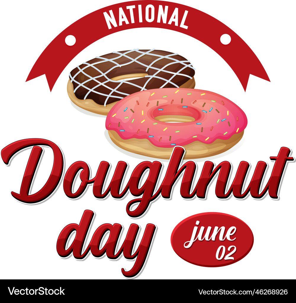 Happy doughnut day in june logo Royalty Free Vector Image