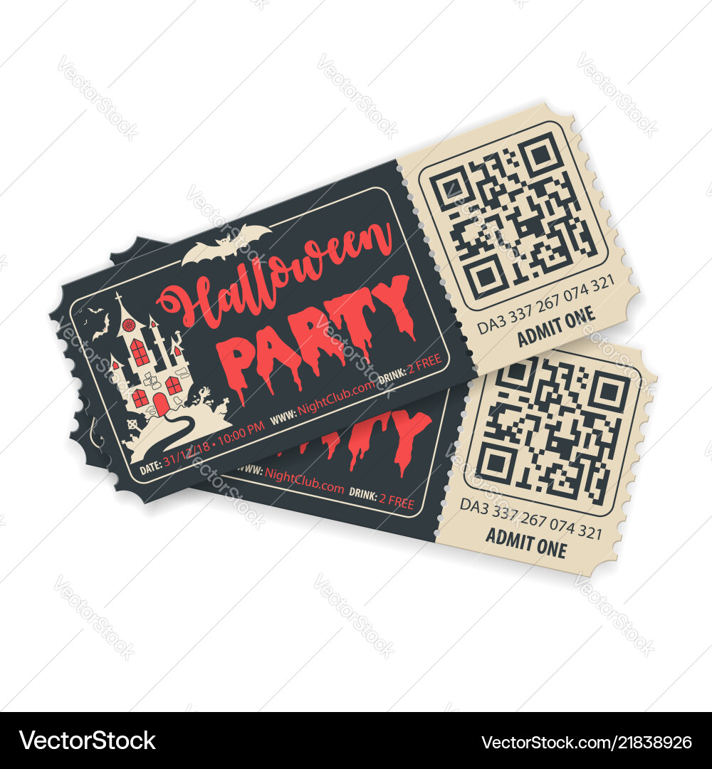 Happy halloween party tickets Royalty Free Vector Image