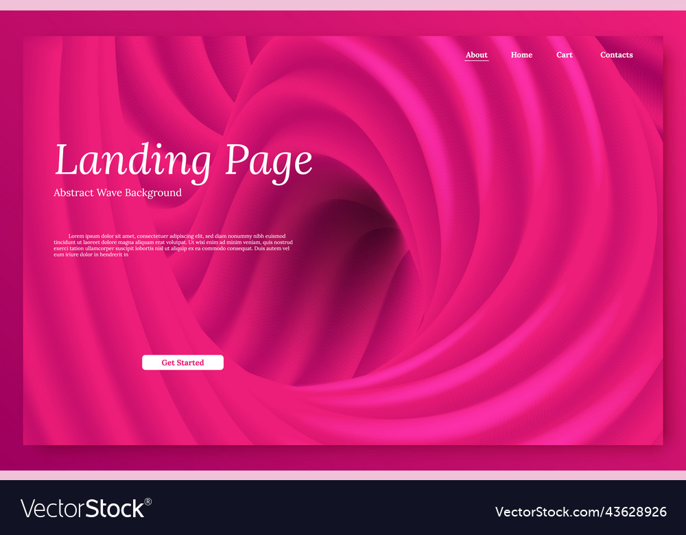 Pink minimalistic landing page template Royalty Free Vector