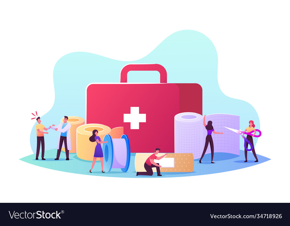 Professional nurse or doctor at hospital bandaging