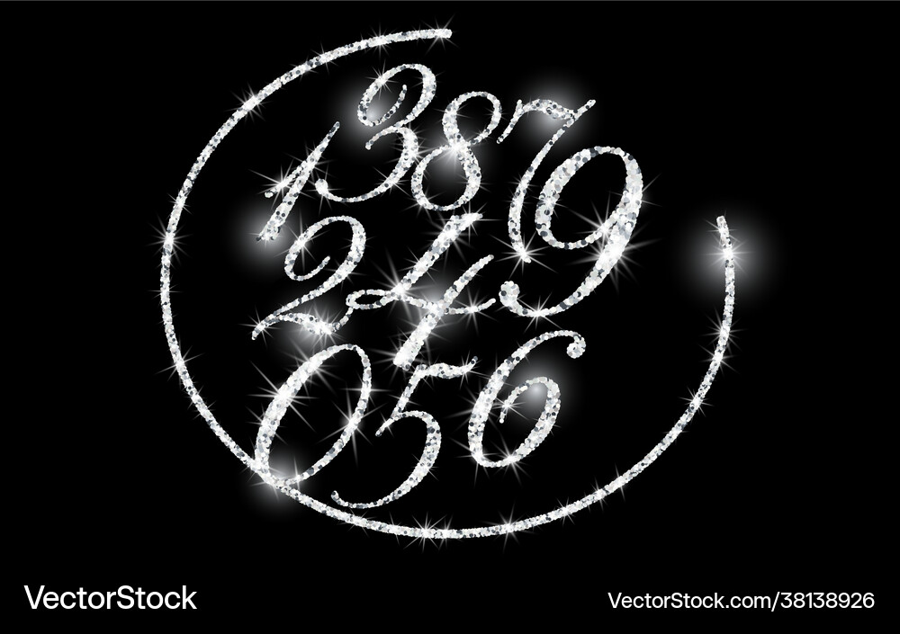 Realistic shining silver glitter numbers 1 2 3 4 Vector Image
