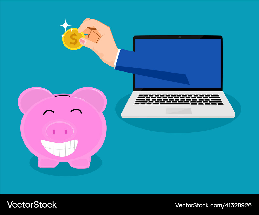 Saving money through online channels online Vector Image