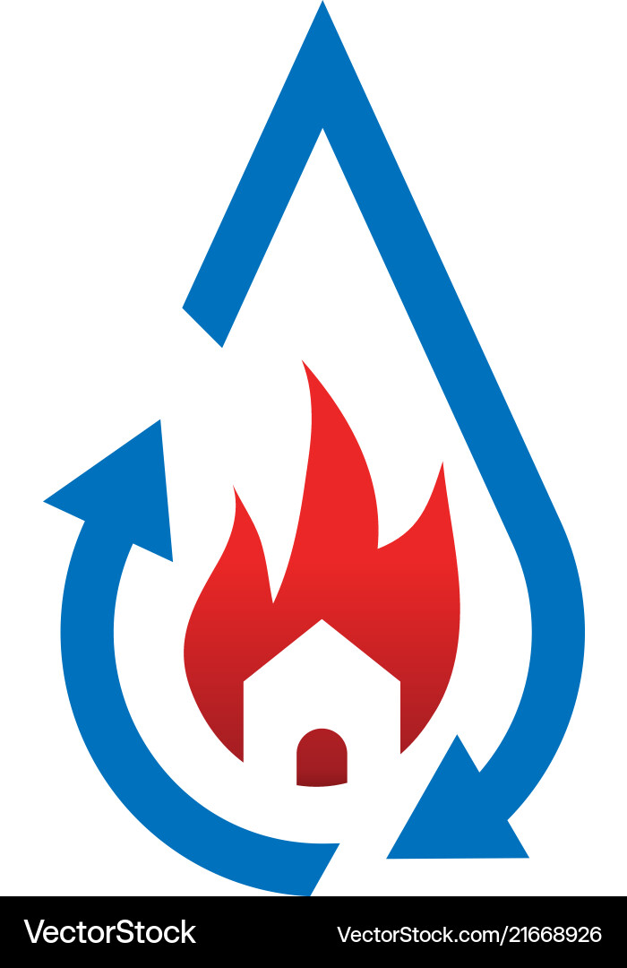 Water drop restoration from house buning logo Vector Image