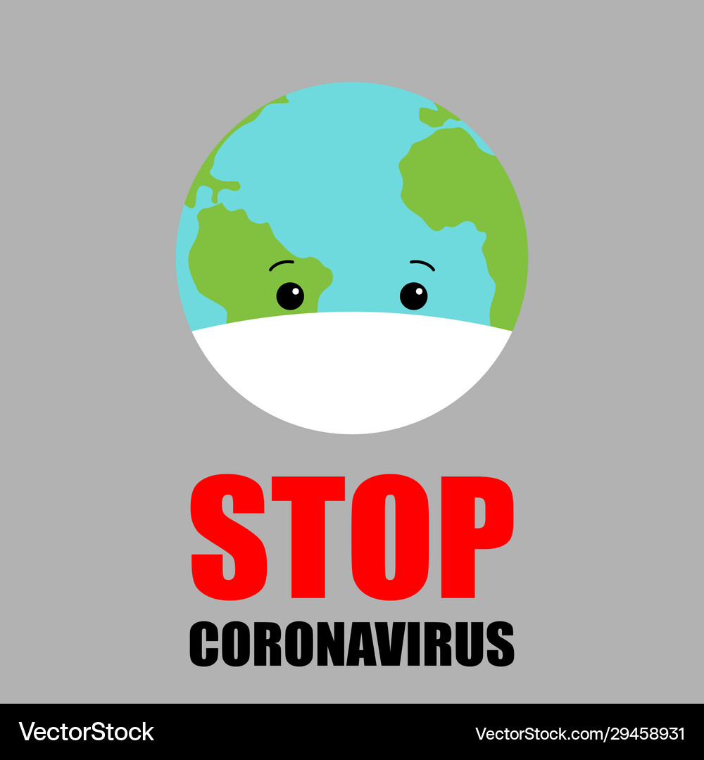 Earth with virus protection mask coronavirus 2019 Vector Image