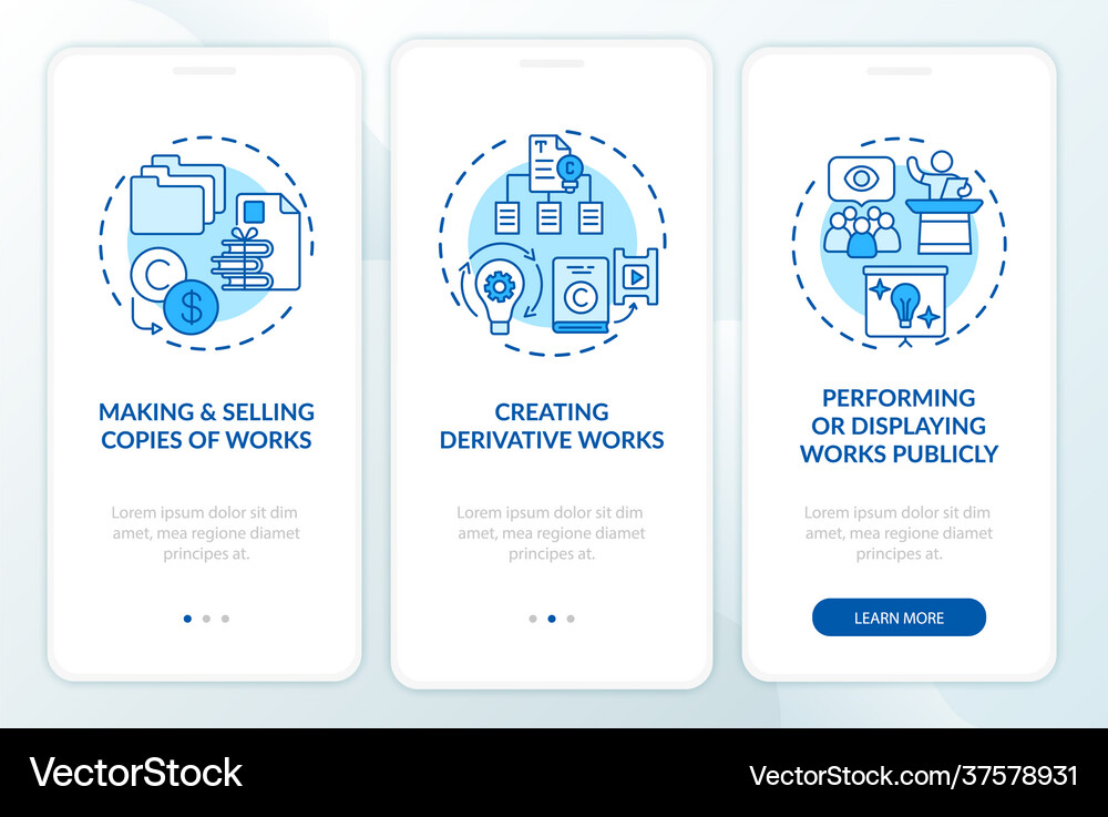 Exclusive owner rights onboarding mobile app page Vector Image