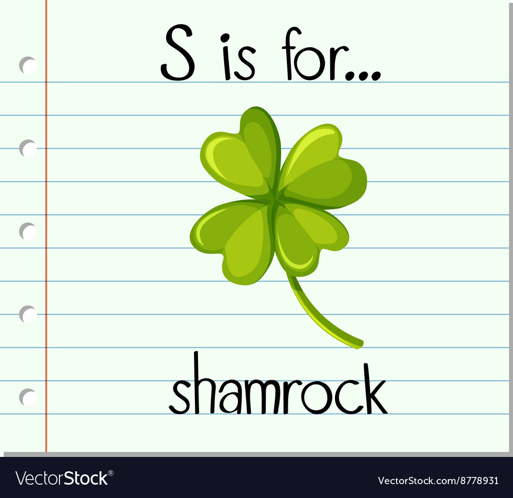 Flashcard letter s is for shamrock Royalty Free Vector Image