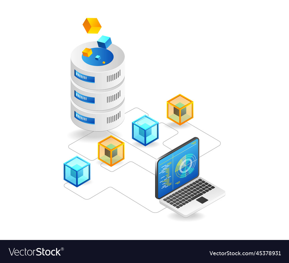 Flat 3d concept isometric high tech box data Vector Image