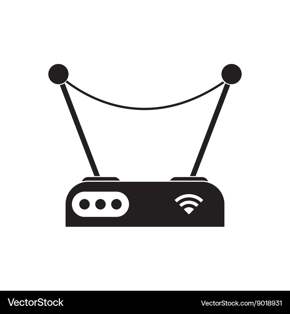 Flat icon in black and white wi fi modem Vector Image
