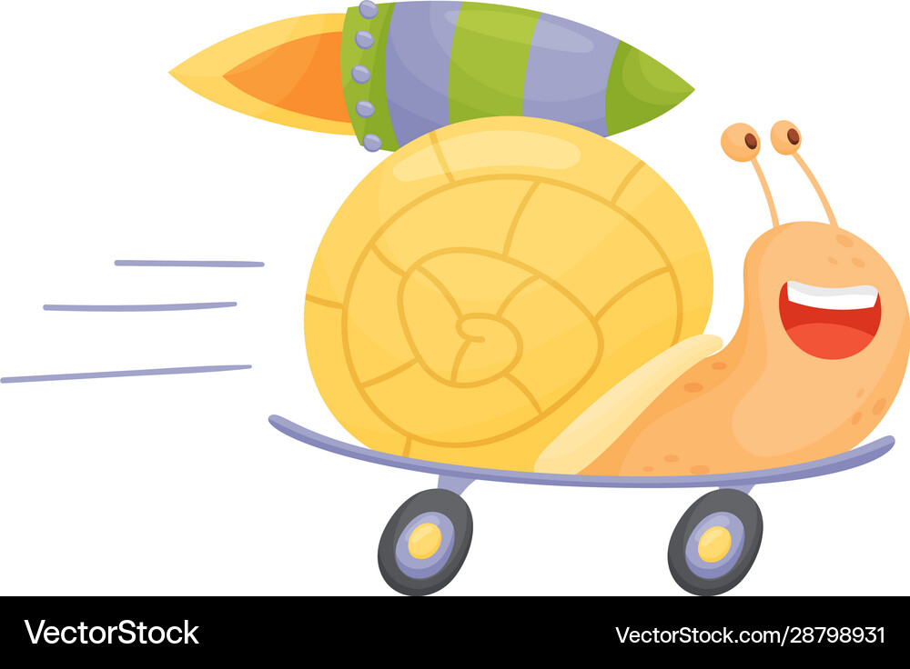 Flying snail with rocket turbine cartoon Vector Image