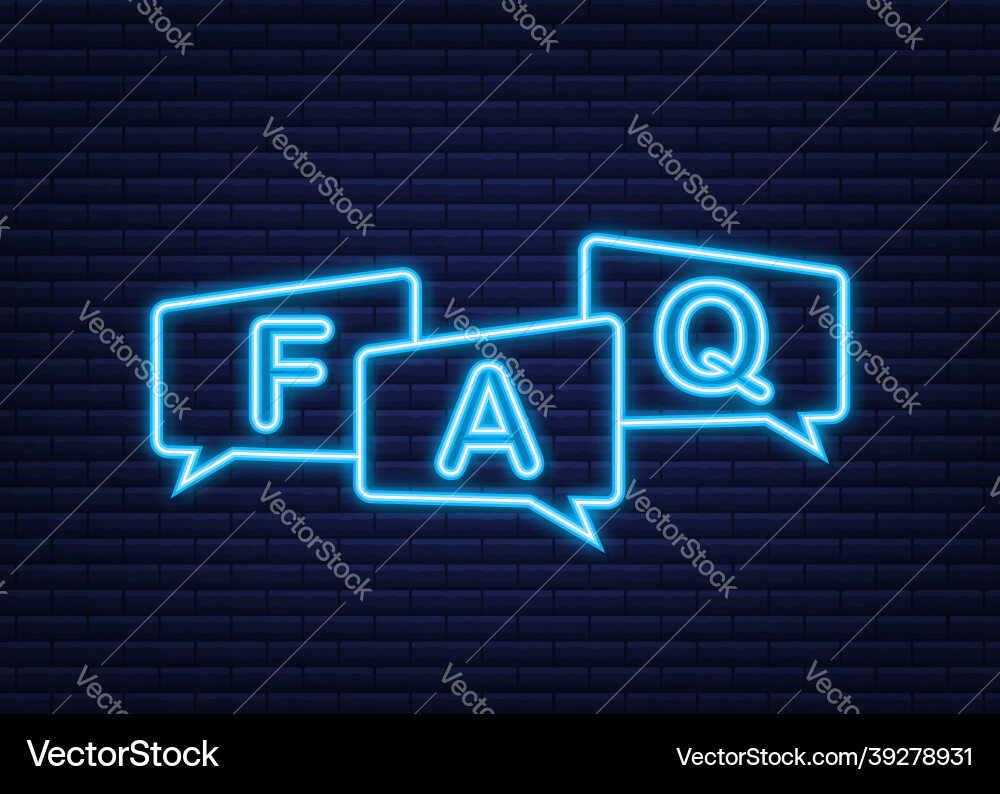 Frequently asked questions faq banner neon icon Vector Image