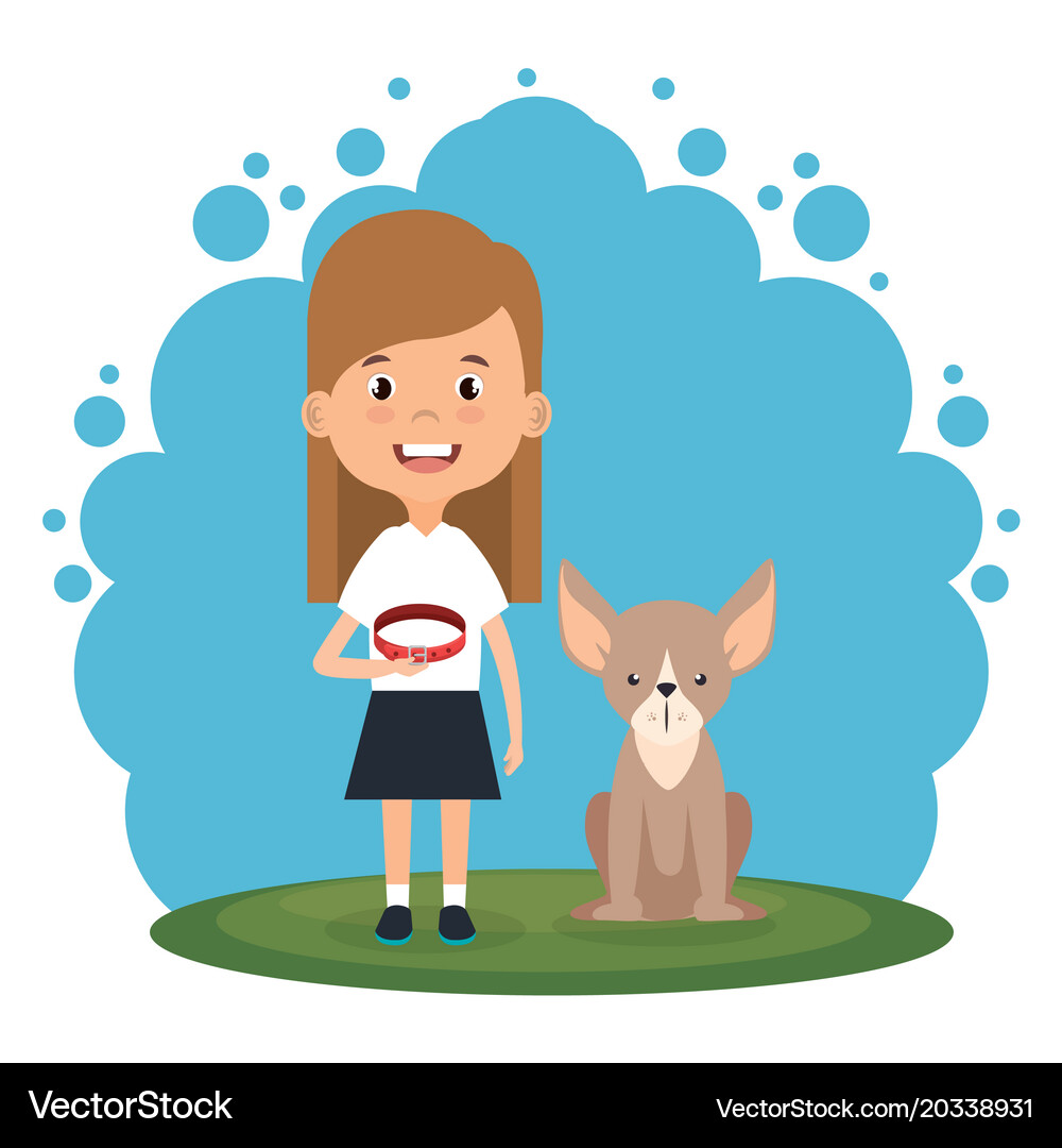 Girl with dog character Royalty Free Vector Image