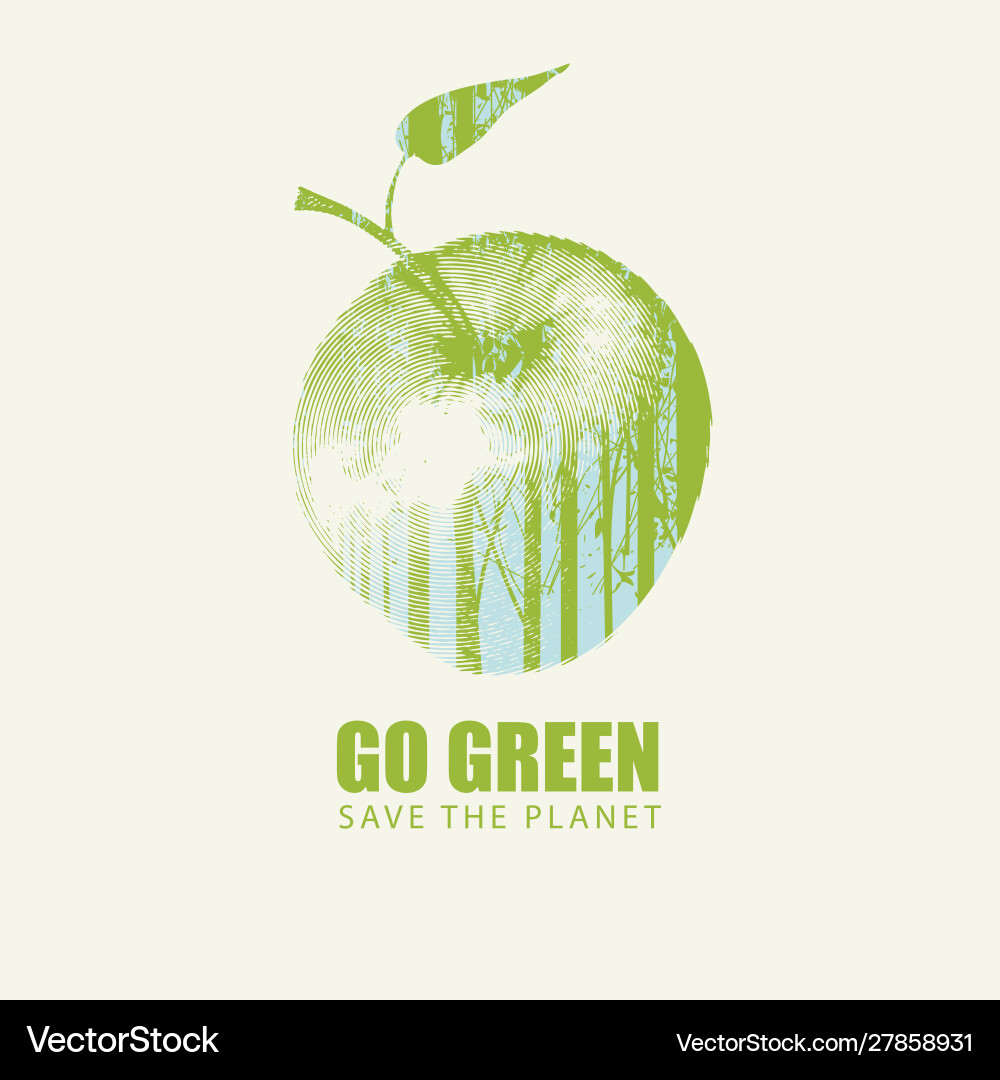 Go green eco poster concept save planet Royalty Free Vector